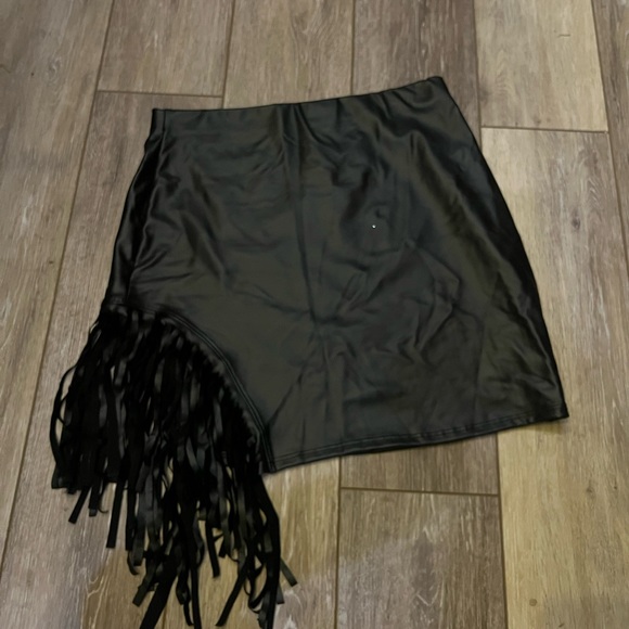 Windsor | Skirts | Bogo Black Leather Windsor Fringe Mini Skirt | Poshmark